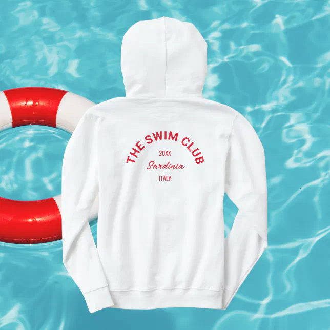 The Swim Club Custom Red Crest Swimmers Hoodie | Zazzle