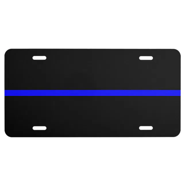 The Symbolic Thin Blue Line Horizontal Black License Plate | Zazzle