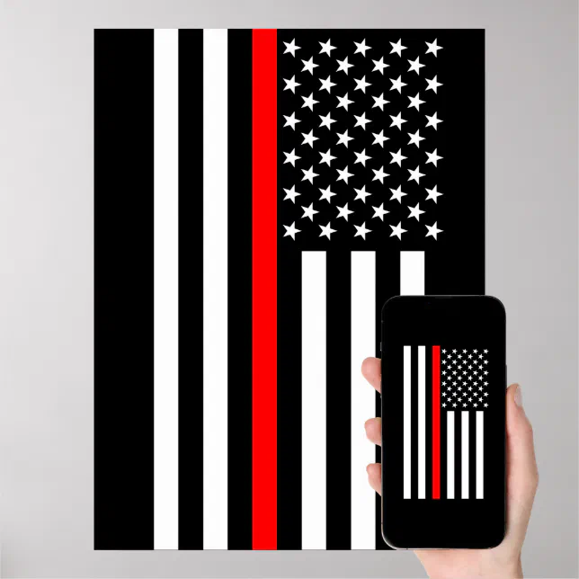 The Symbolic Thin Red Line American Flag Poster | Zazzle
