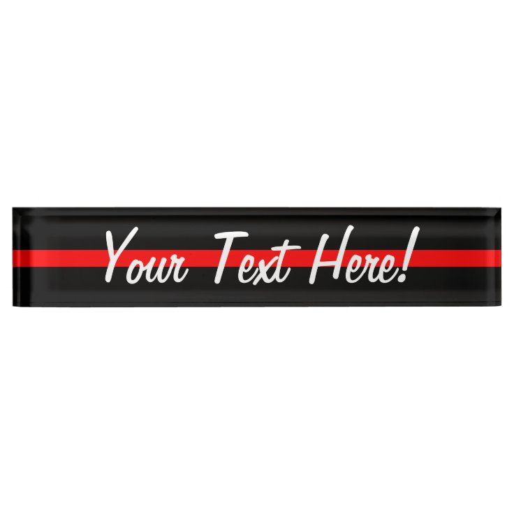 The Symbolic Thin Red Line Horizontal Black Desk Name Plate | Zazzle