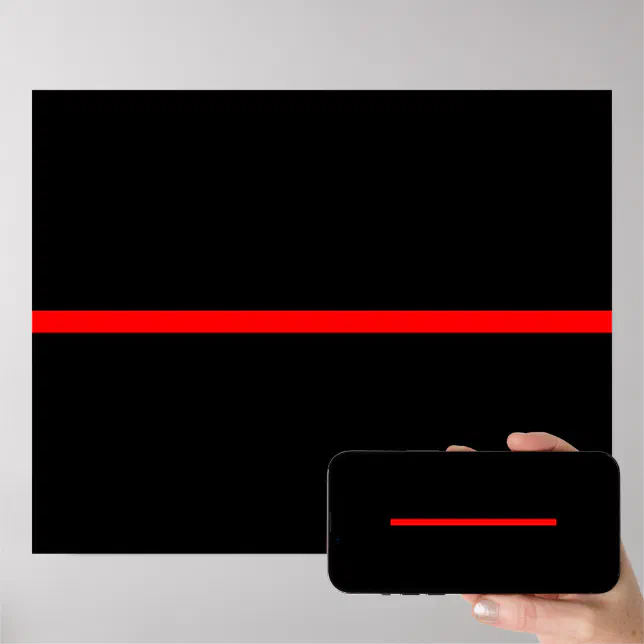 The Symbolic Thin Red Line on Solid Black Poster | Zazzle