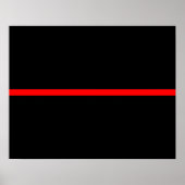 The Symbolic Thin Red Line on Solid Black Poster | Zazzle