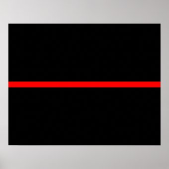 The Symbolic Thin Red Line on Solid Black Poster | Zazzle