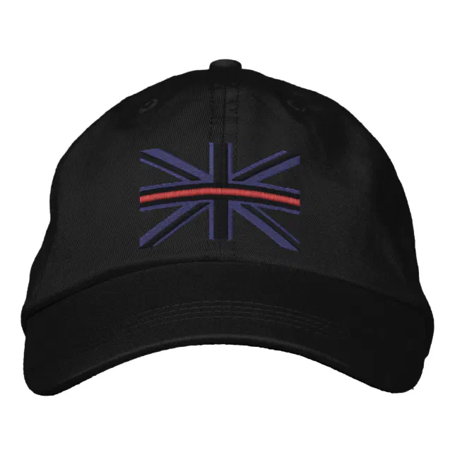 The Symbolic Thin Red Line on UK Flag Embroidered Baseball Cap | Zazzle