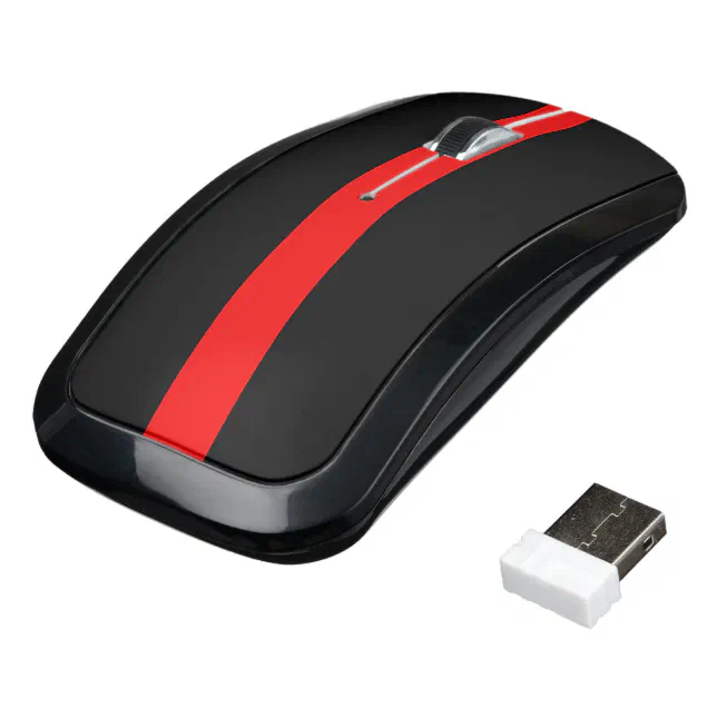 The Symbolic Thin Red Line vertical design Wireless Mouse | Zazzle