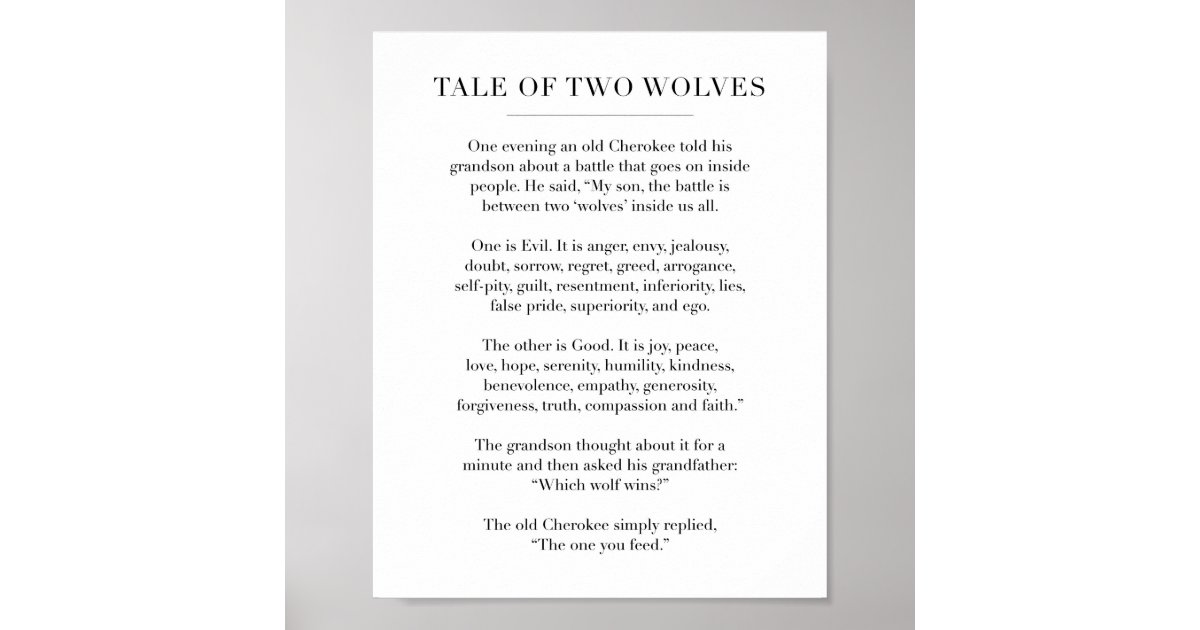 The Tale of Two Wolves Poster | Zazzle
