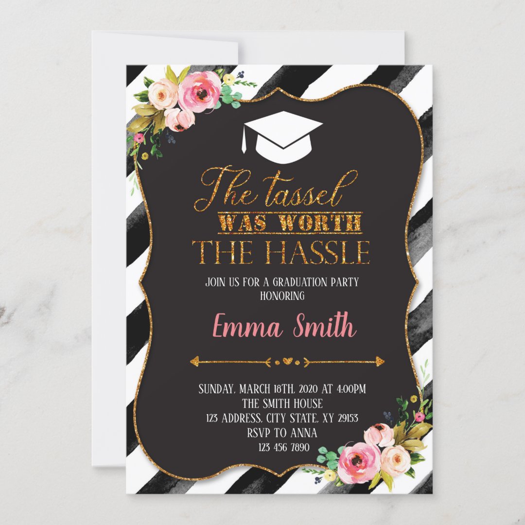 The tassel was worth the hassle word invite | Zazzle