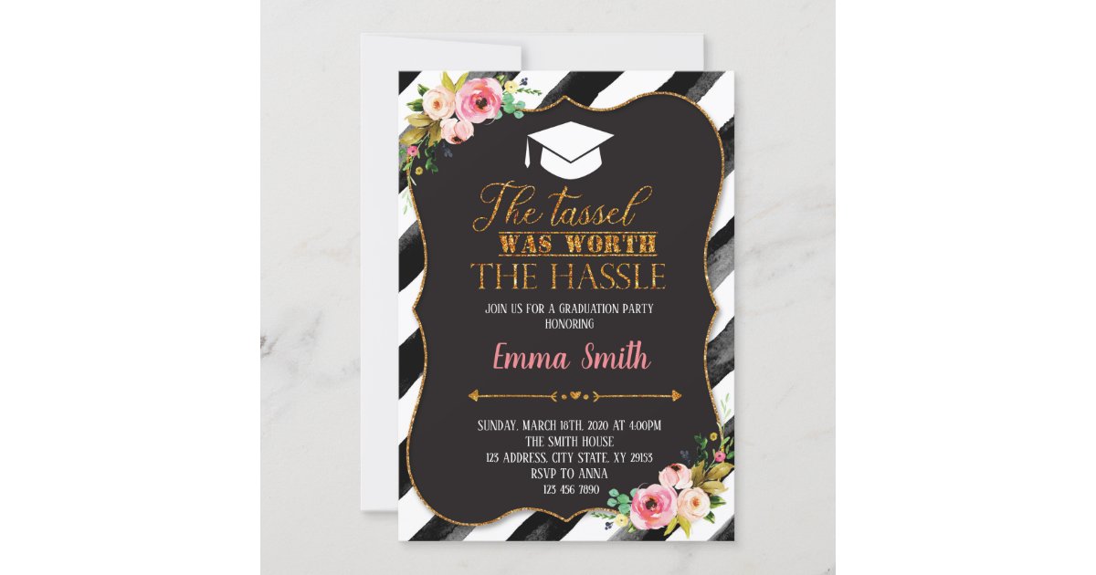 The tassel was worth the hassle word invite | Zazzle