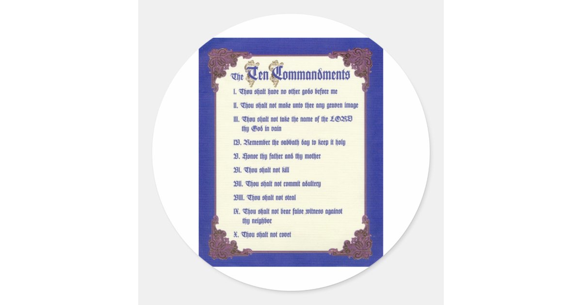 THE TEN COMMANDMENTS CLASSIC ROUND STICKER | Zazzle