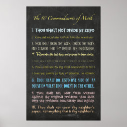 The Ten Commandments of Math Poster | Zazzle