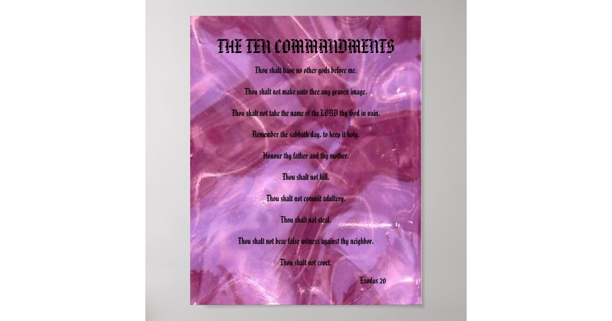 The Ten Commandments - Pink Glass Poster | Zazzle