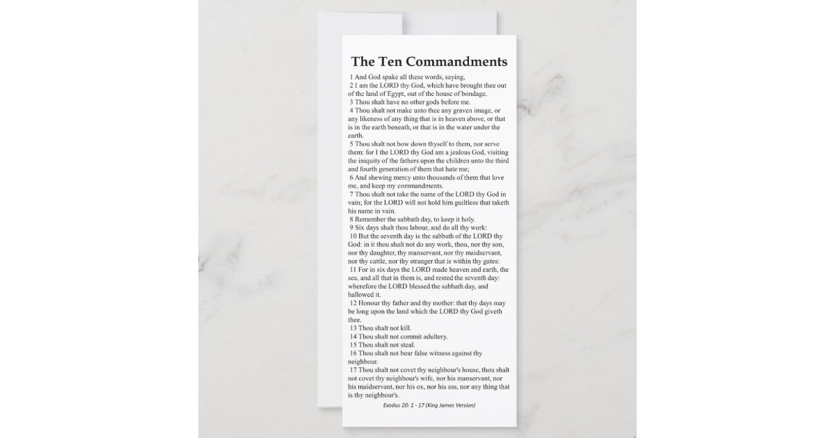 The Ten Commandments Prayer Card | Zazzle