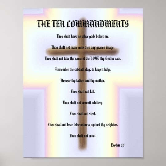 The Ten Commandments - Rainbow Cross Poster | Zazzle.com