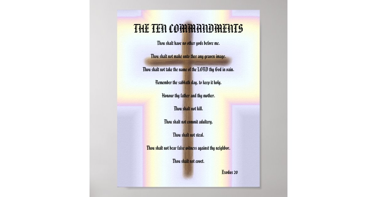 The Ten Commandments - Rainbow Cross Poster | Zazzle