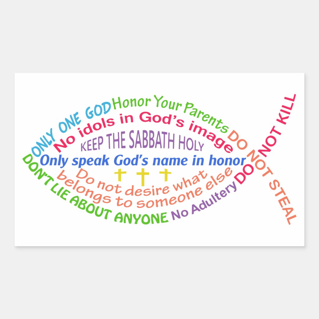 The Ten Commandments Rectangular Sticker | Zazzle