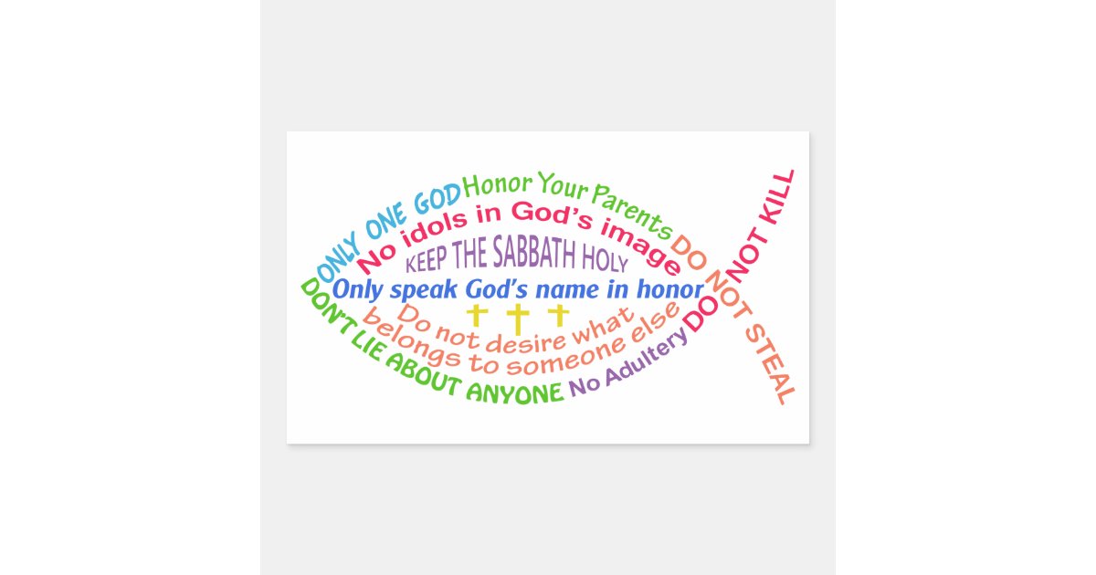 The Ten Commandments Rectangular Sticker | Zazzle