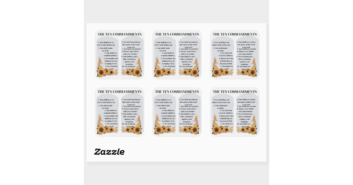 The Ten Commandments Square Sticker | Zazzle