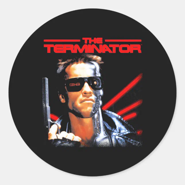 The Terminator Movie Box Classic Round Sticker | Zazzle