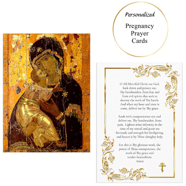 The Theotokos of Vladimir Pregnancy Prayer Card | Zazzle