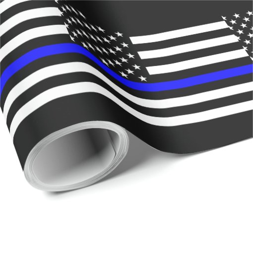 The Thin Blue Line American Flag Decor Wrapping Paper | Zazzle