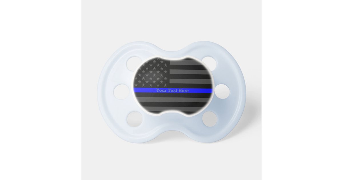 The Thin Blue Line Personalized on a Black US Flag Pacifier | Zazzle