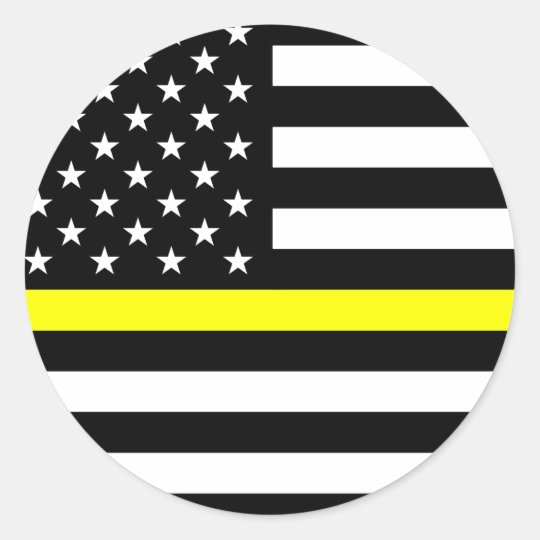 The Thin Gold Line Flag Classic Round Sticker | Zazzle.com
