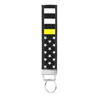 The Thin Gold Line Flag Wrist Keychain | Zazzle