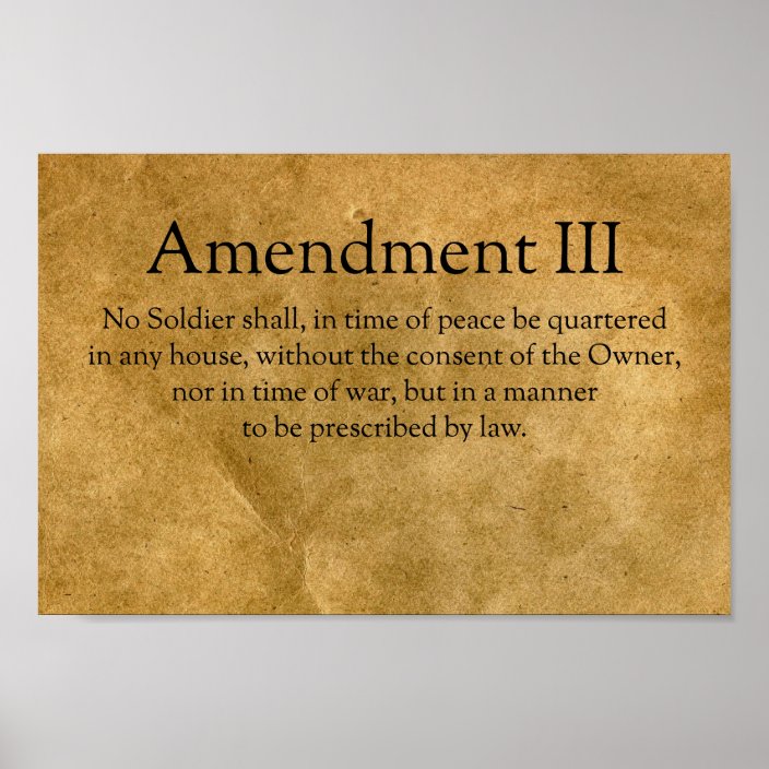 The Third Amendment to the U.S. Constitution Poster | Zazzle.com