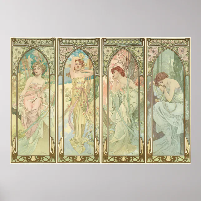 THE TIMES OF THE DAY - Mucha Poster | Zazzle