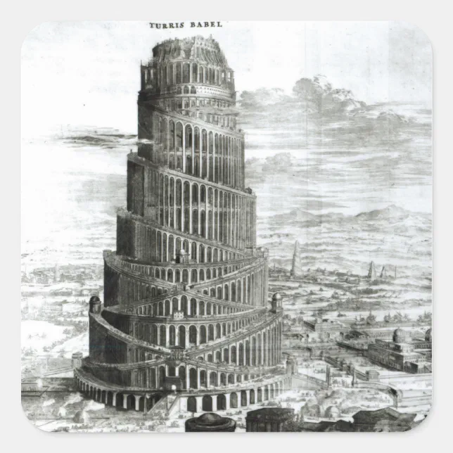 The Tower of Babel, 1679 Square Sticker | Zazzle