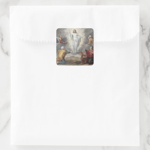 The Transfiguration (oil on copper) Square Sticker | Zazzle