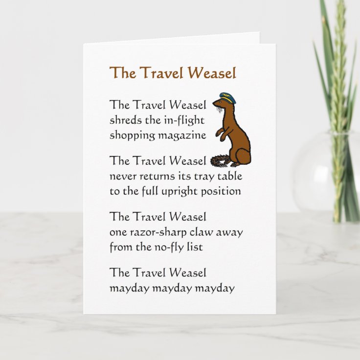 The Travel Weasel - a funny bon voyage poem Card | Zazzle