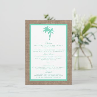 The Tropical Palm Tree Beach Wedding Collection Menu | Zazzle