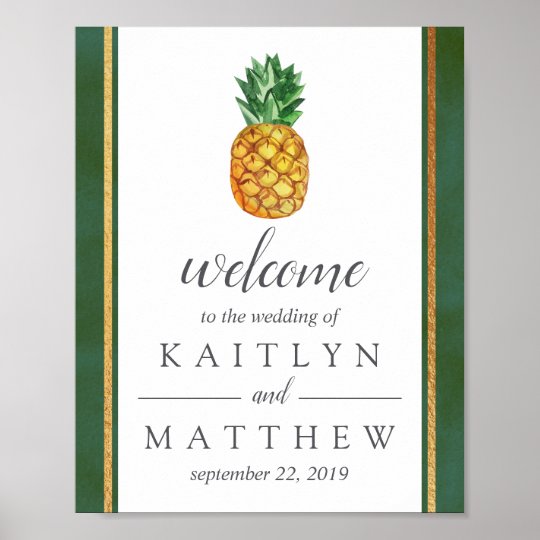 The Tropical Pineapple Wedding Collection Welcome Poster | Zazzle.com