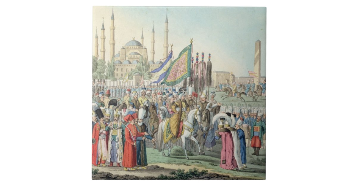 The Turkish Sultan reviewing his Janissaries (engr Tile | Zazzle