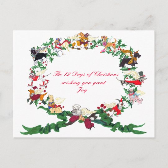 The Twelve Dogs of Christmas Postcard | Zazzle.com