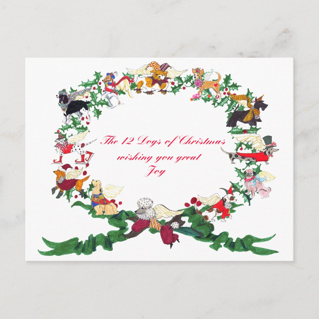 The Twelve Dogs of Christmas Postcard | Zazzle