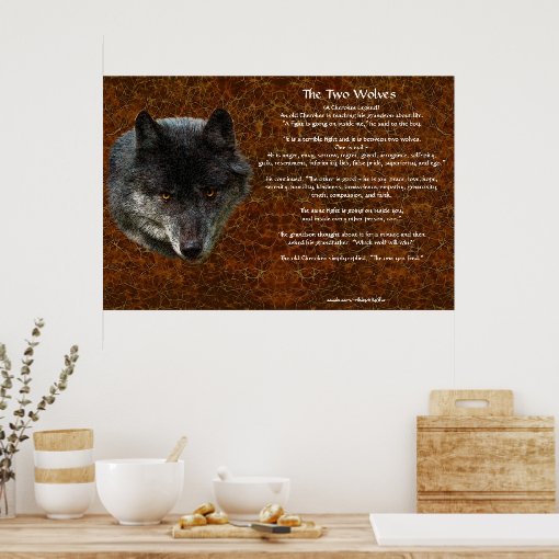The TWO WOLVES CHEROKEE TALE Art Poster | Zazzle