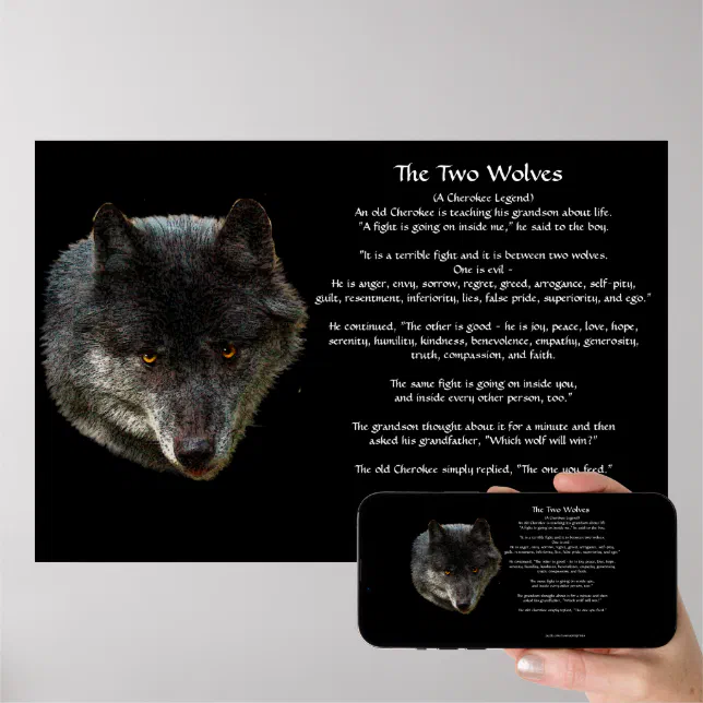 The TWO WOLVES CHEROKEE TALE Art Poster | Zazzle