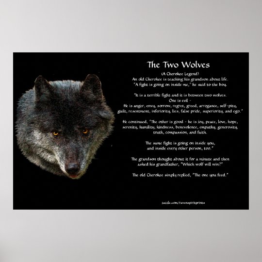 The TWO WOLVES CHEROKEE TALE Art Poster | Zazzle.com