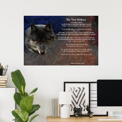 The TWO WOLVES CHEROKEE TALE Art Poster | Zazzle