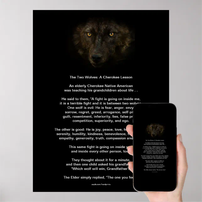 The TWO WOLVES CHEROKEE TALE Native American Print | Zazzle