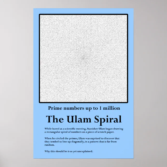 The Ulam Prime Number Spiral Poster | Zazzle