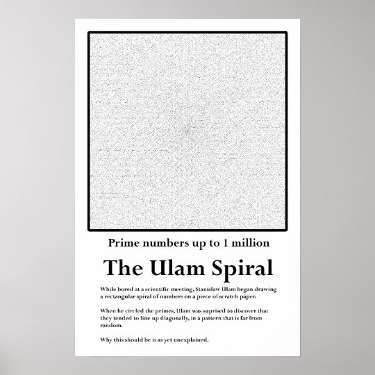 The Ulam Prime Number Spiral Poster | Zazzle.com
