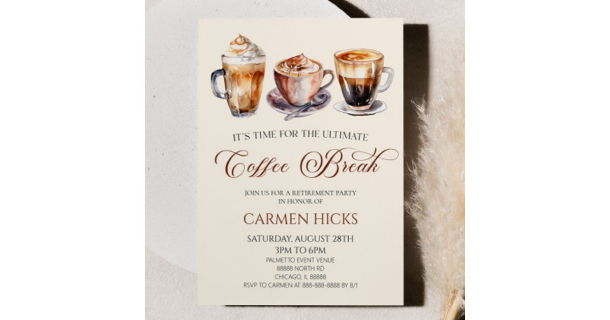 The Ultimate Coffee Break Retirement Party Invitation | Zazzle
