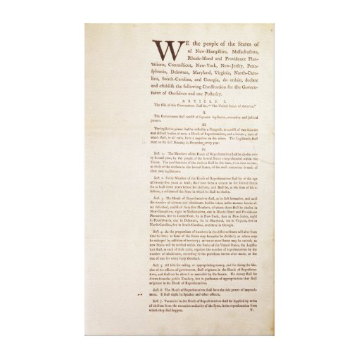 The United States Constitution, 1787 Canvas Print | Zazzle