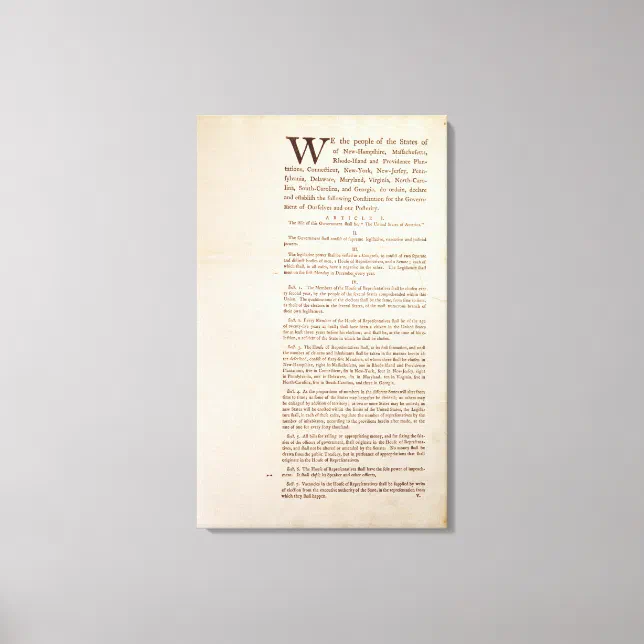 The United States Constitution, 1787 Canvas Print | Zazzle
