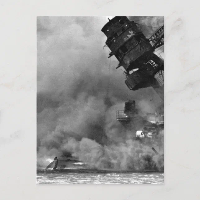 The USS ARIZONA burning after the_War Image Postcard | Zazzle