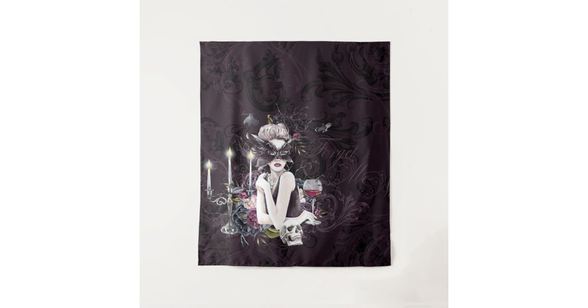The Vampiress | Moody Gothic Vampy Glam Pale Skin Tapestry | Zazzle