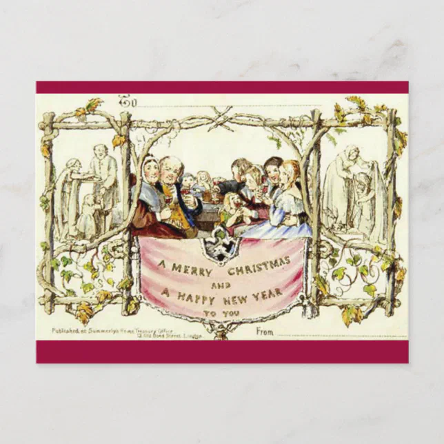 The Very First Christmas Card (1843) | Zazzle